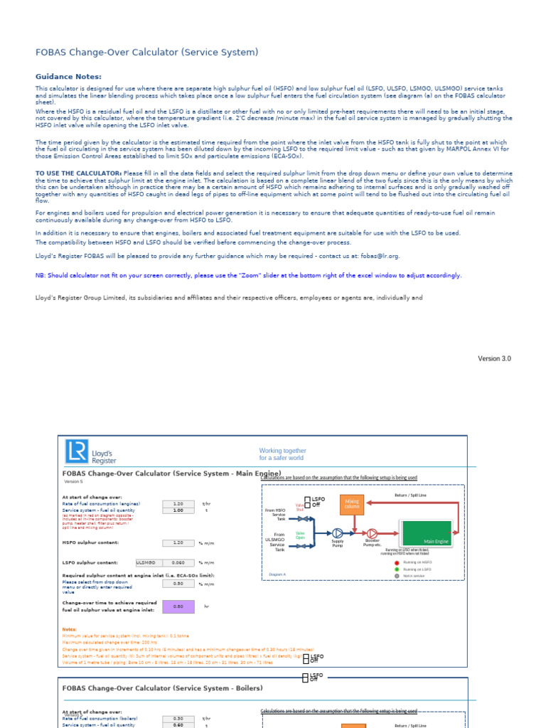FOBAS Change Over Calculator New | PDF | Fuel Oil | Pump
