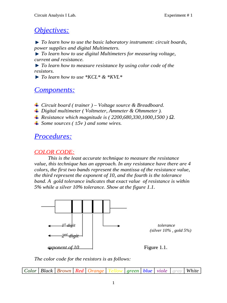 CA Exp1 | PDF | Resistor | Electrical Network