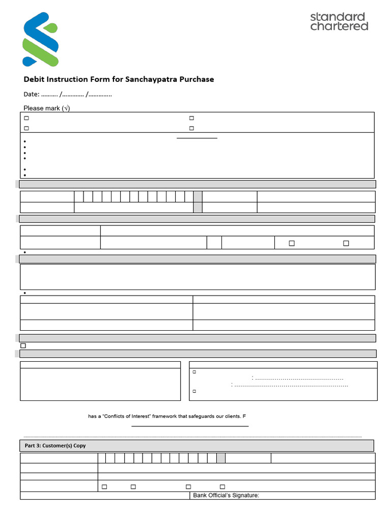 BD Debit Instruction and Declaration For Sanchaypatra Purchase 1 | PDF ...