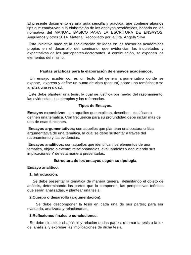 Pautas Prácticas para La Elaboración de Ensayos Académicos | PDF | Ensayos