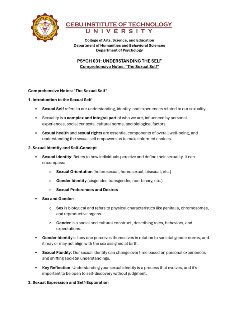 Understanding the Sexual Self: Key Insights | PDF | Birth Control ...