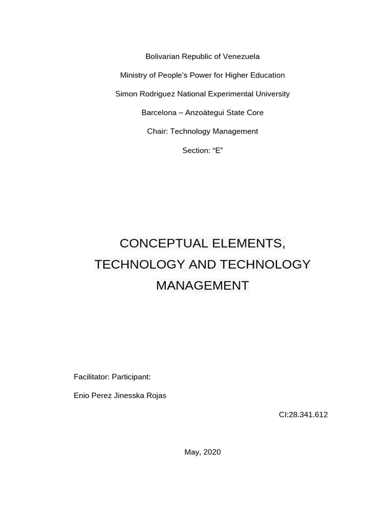 Conceptual Elements, Technology, and Technology Management | PDF | Market (Economics) | Innovation