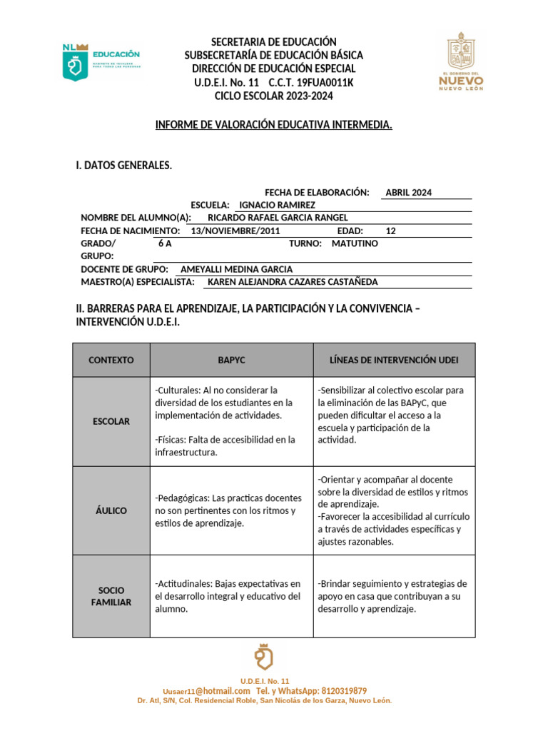 Evaluacion Intermedia. | PDF | Educación primaria | Aprendizaje
