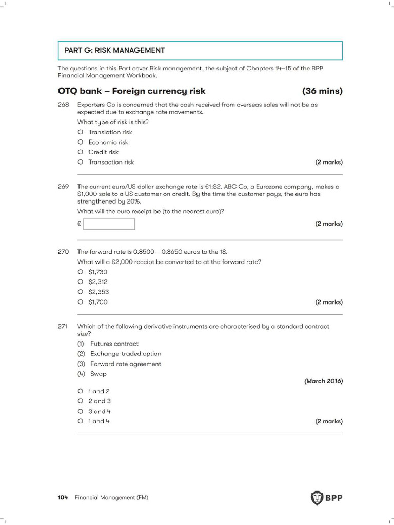Risk Management Section A and B Questions | PDF