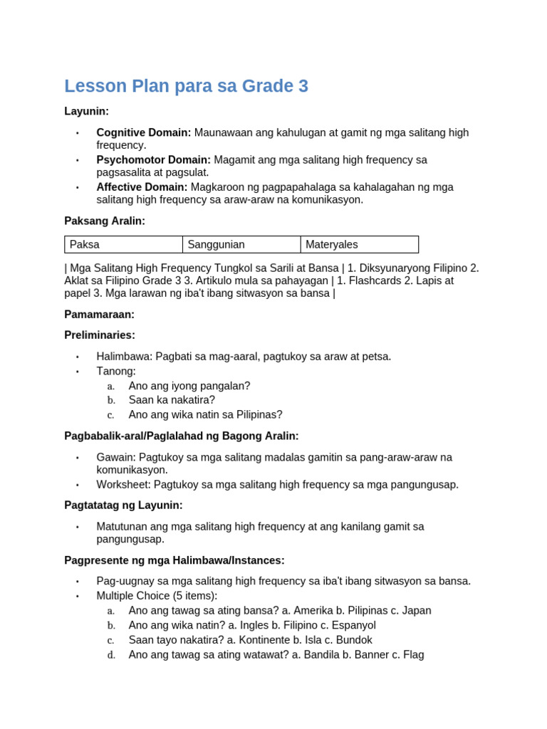 Maunawaan Ang Kahulugan at Gamit NG Mga Salitang High Frequency | PDF