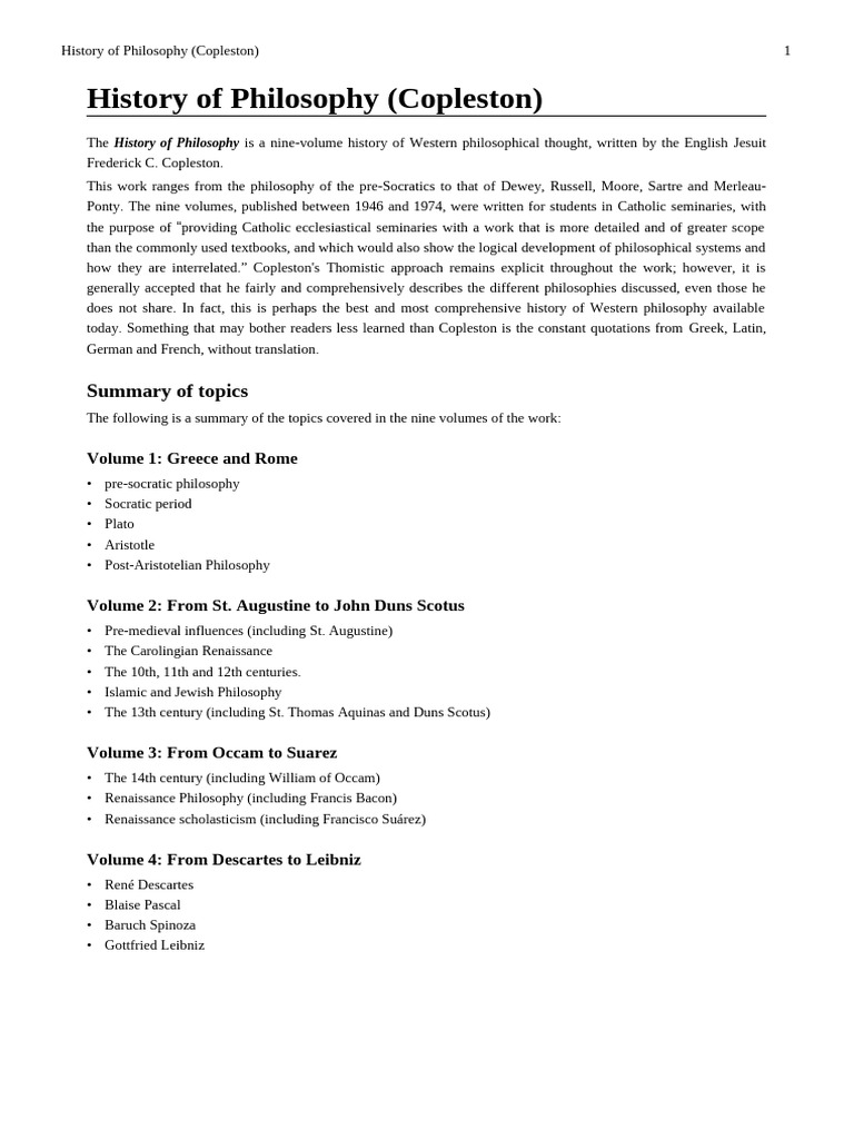 History of Philosophy (Copleston) | PDF | Western Philosophy | Thomism