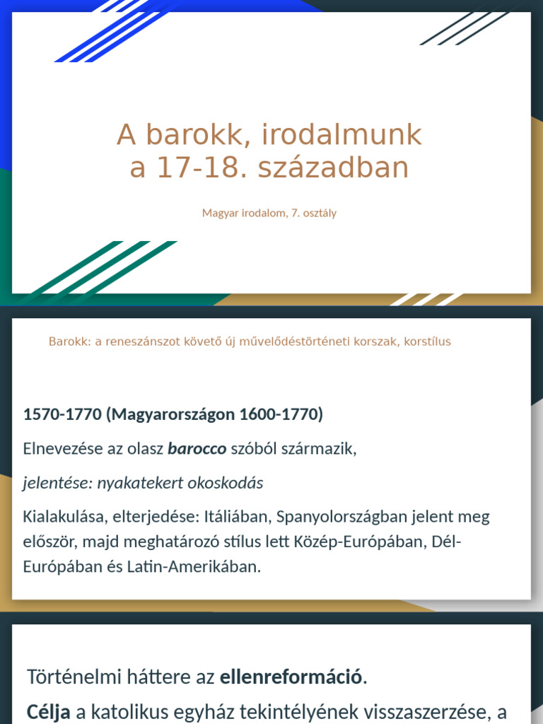 Barokk 7. Osztály Irodalom | PDF