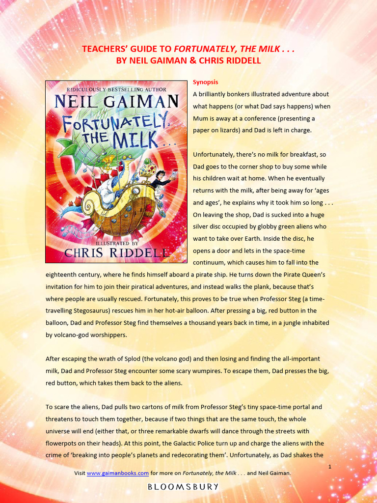 Fortunately The Milk Teacher Notes | PDF