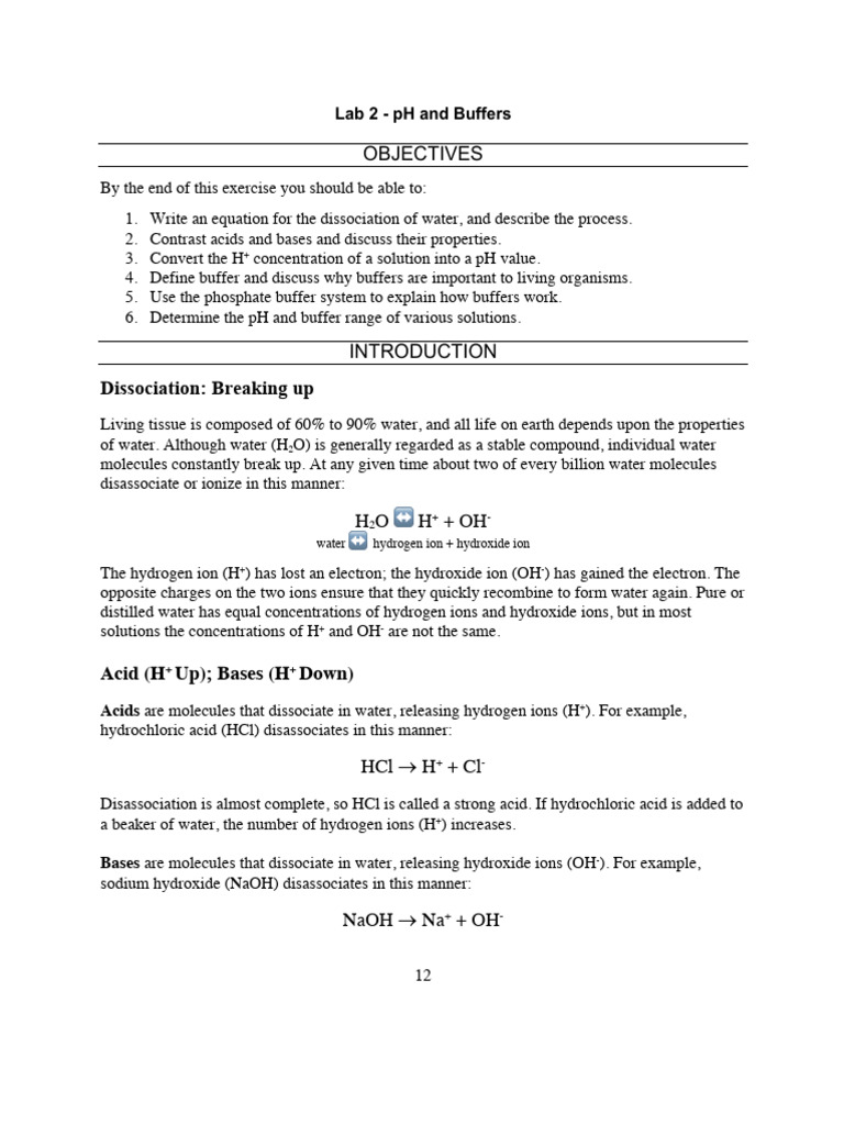 BI-201 Lab 2 PH and Buffers | PDF | Hydroxide | Buffer Solution