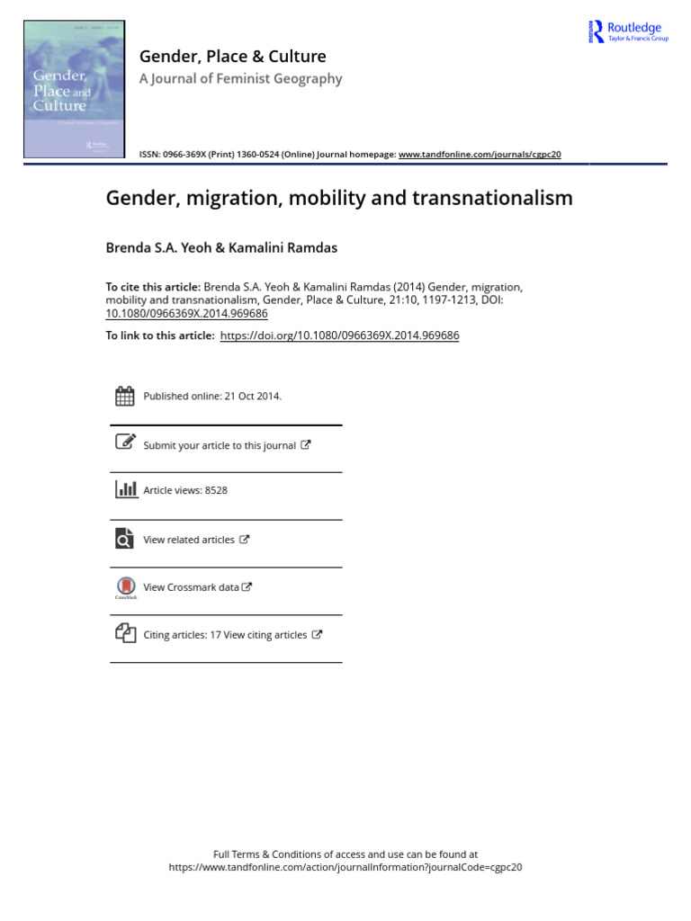 Gender Migration Mobility and Transnationalism | PDF | Masculinity ...