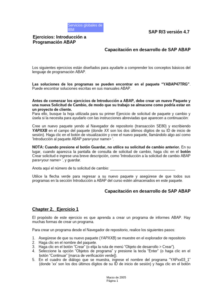 Ejercicios de ABAP | PDF | SQL | Botón (Computación)