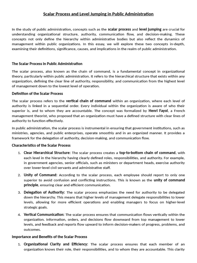 Scalar Process and Level Jumping in Public Administration | PDF ...