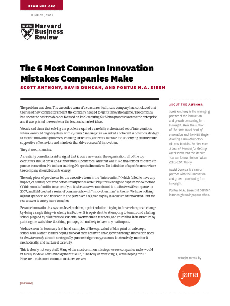 6 Common Innovation Mistakes EDU | PDF | Innovation
