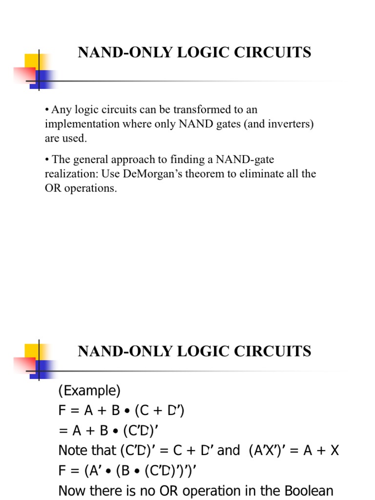 NAND-Gate Implementation of Logic Circuits and Conversion to NAND-Only ...