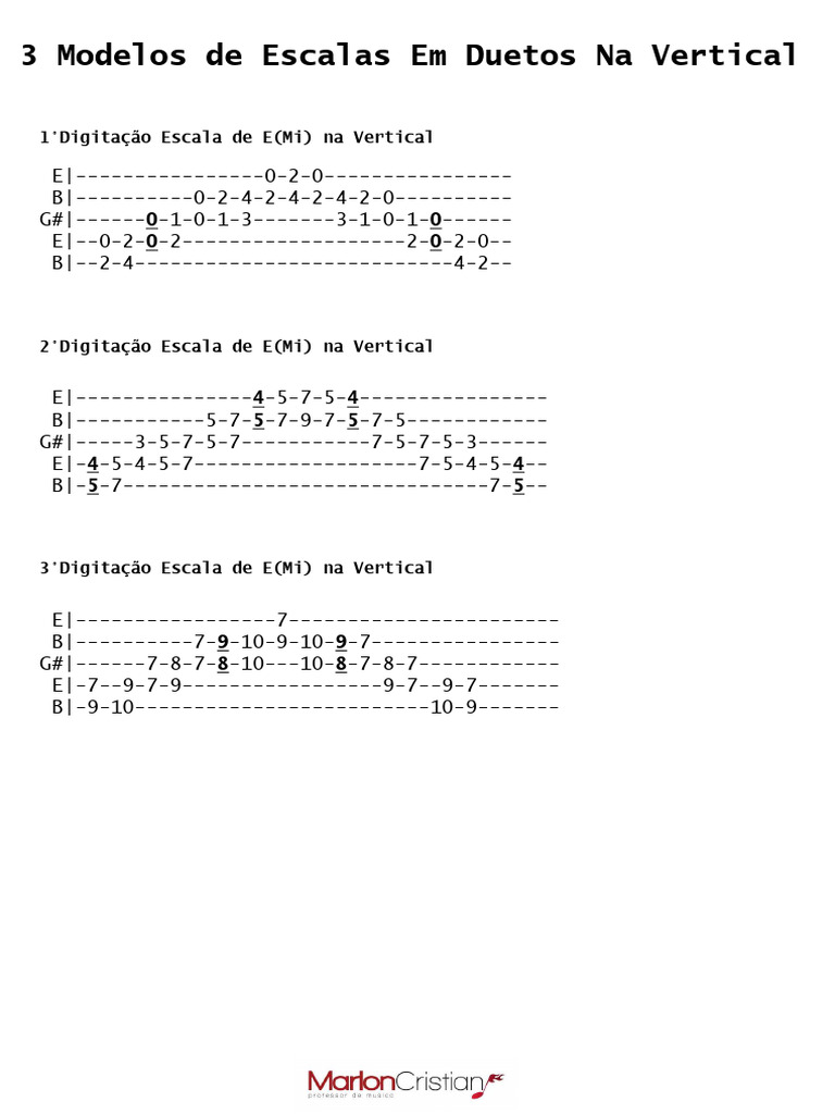 3 Modelos de Escalas em Duetos Na Vertical | PDF