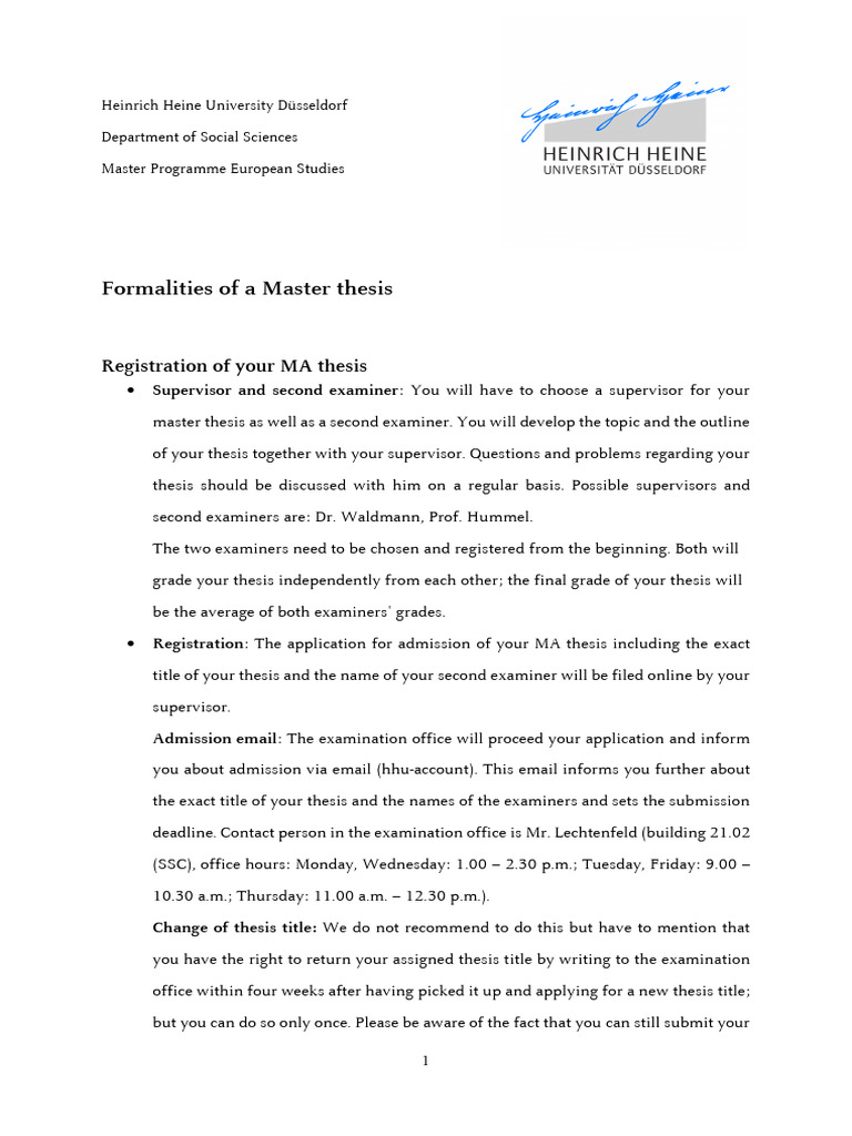 Formalities of A Master Thesis | PDF | Thesis