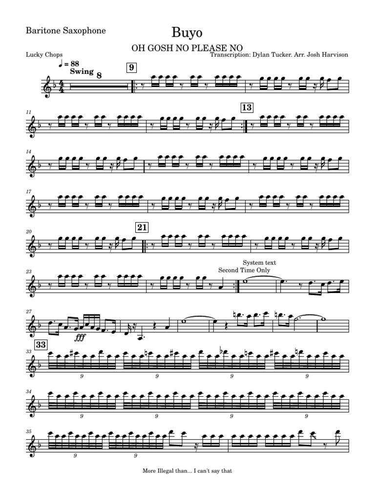Buyo - Parts-Baritone - Saxophone | PDF | Saxophone | Woodwind Instruments