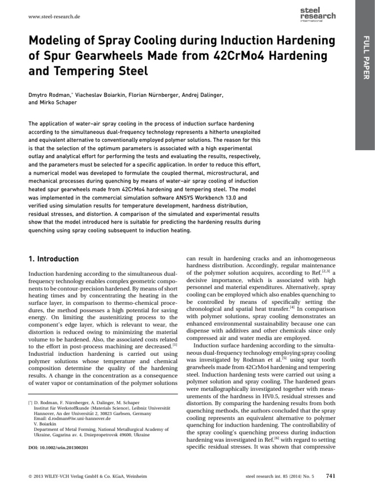 Steel Research International - 2013 - Rodman - Modeling of Spray ...
