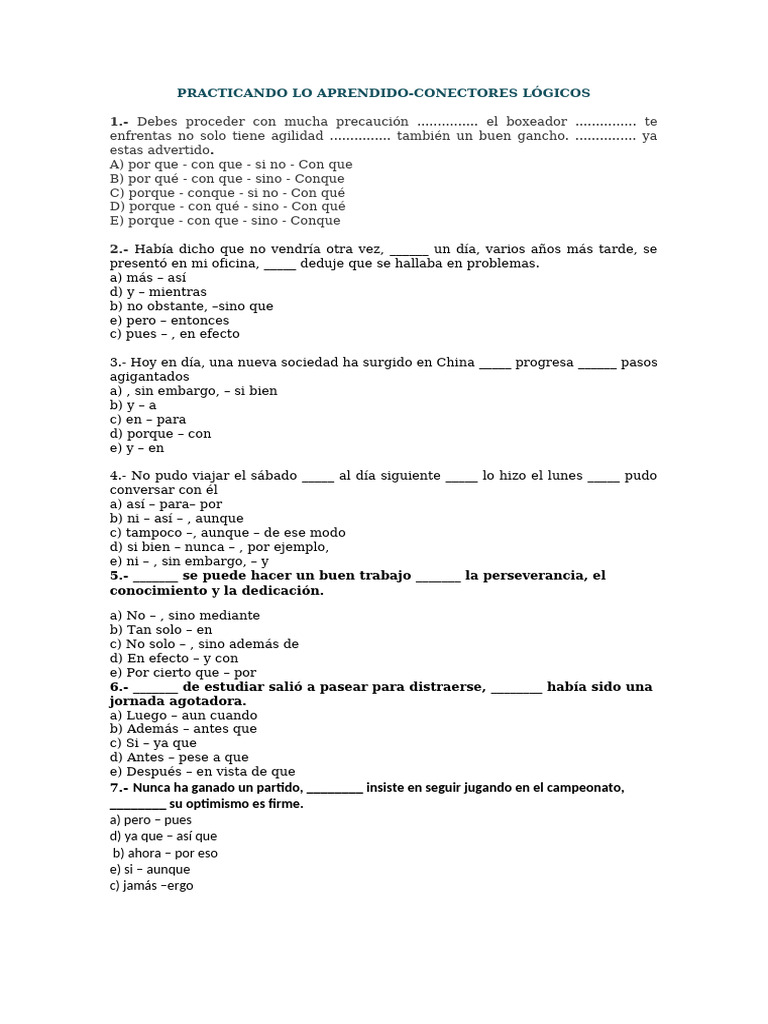 Ejercicios de Conectores Lógicos | PDF