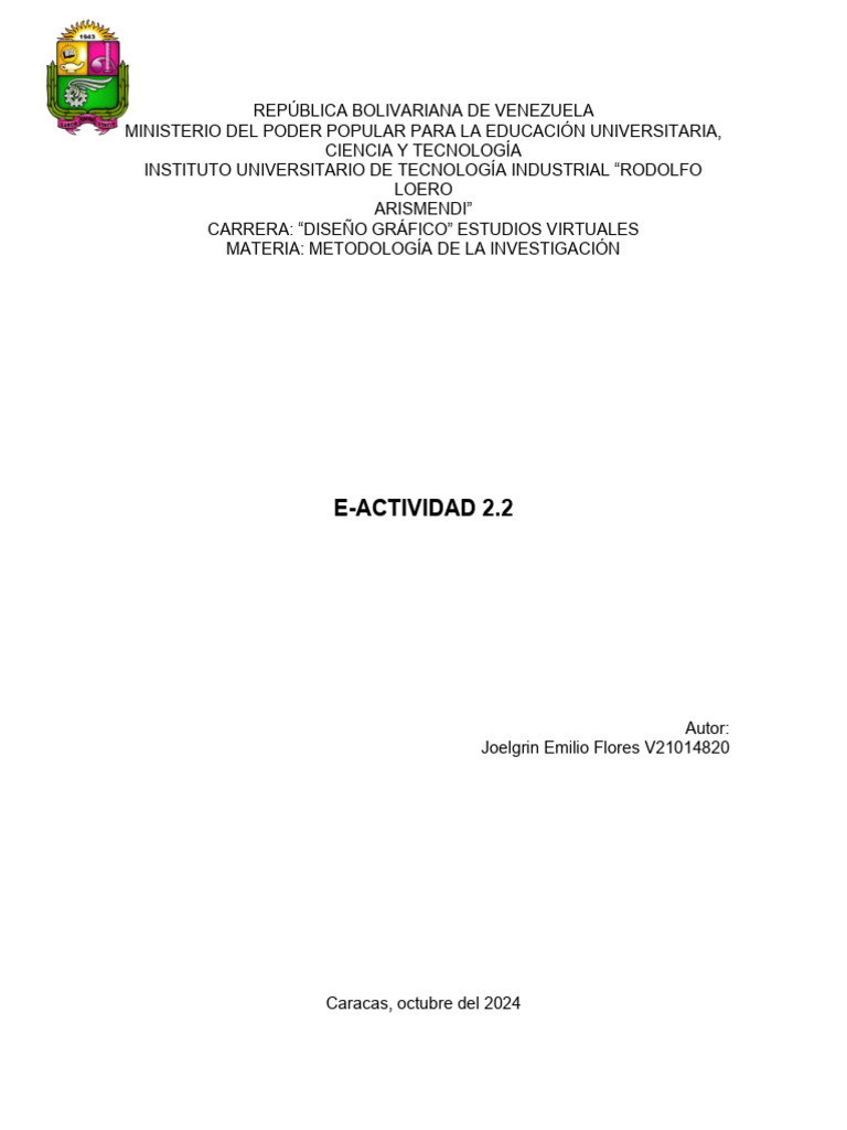 Metodologia Inv. Actividad 2.2 - Joelgrin Flores V21014820 | PDF | Información | Datos