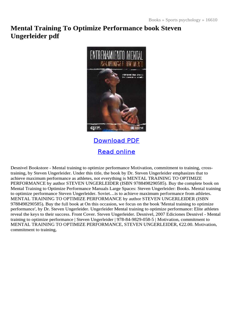 Mental Training for Athletic Success | PDF