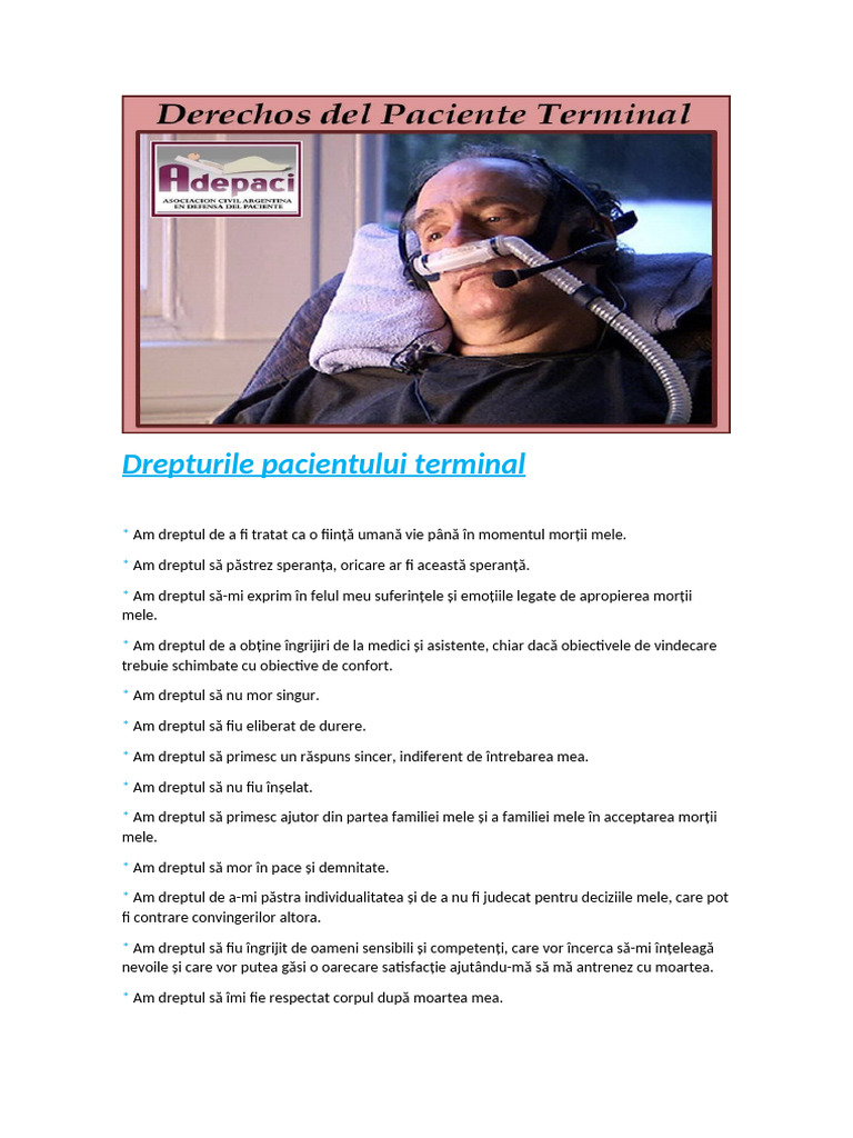 Drepturile Pacientului Terminal | PDF