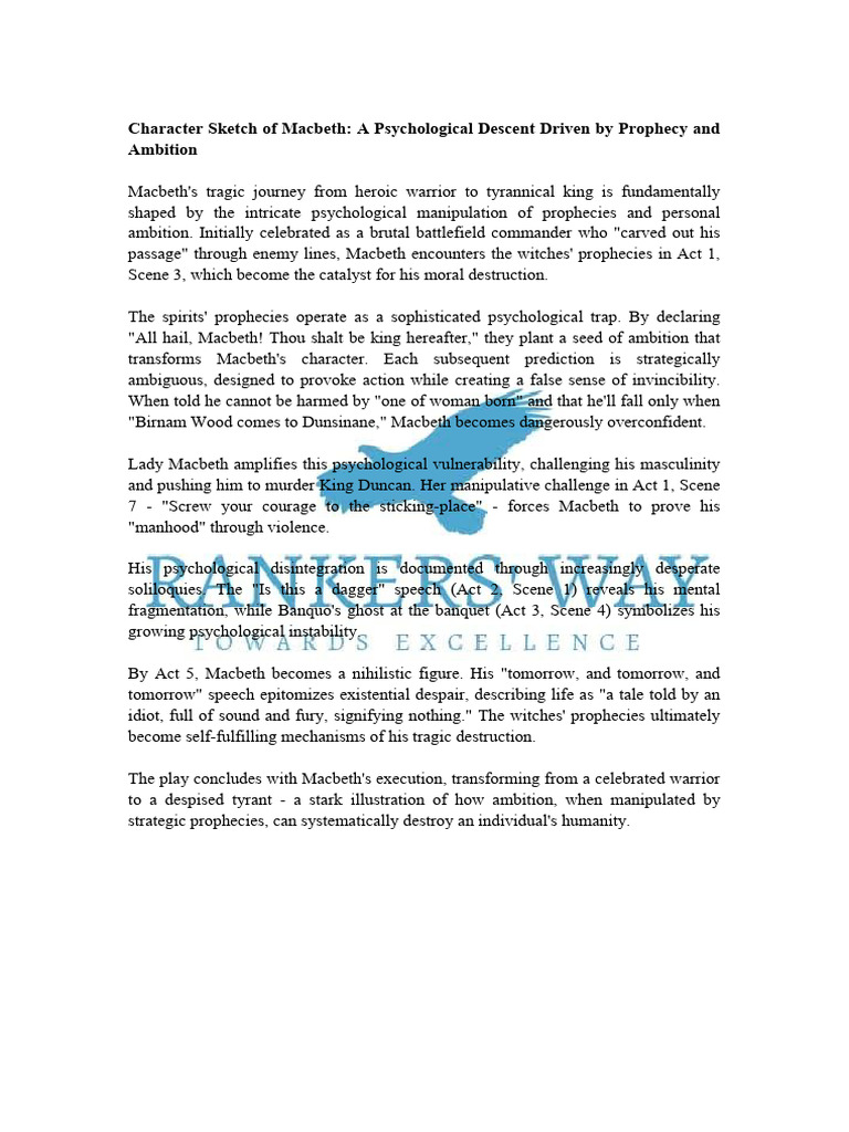 Character Sketch of Macbeth and Lady Macbeth | PDF | Macbeth ...