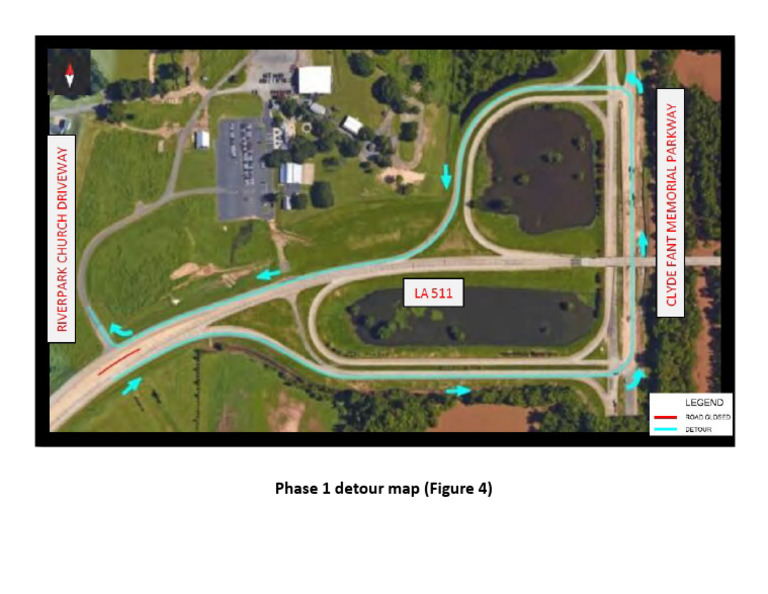 Jimmie Davis Bridge project Phase 1 detour map (Figure 4) | PDF