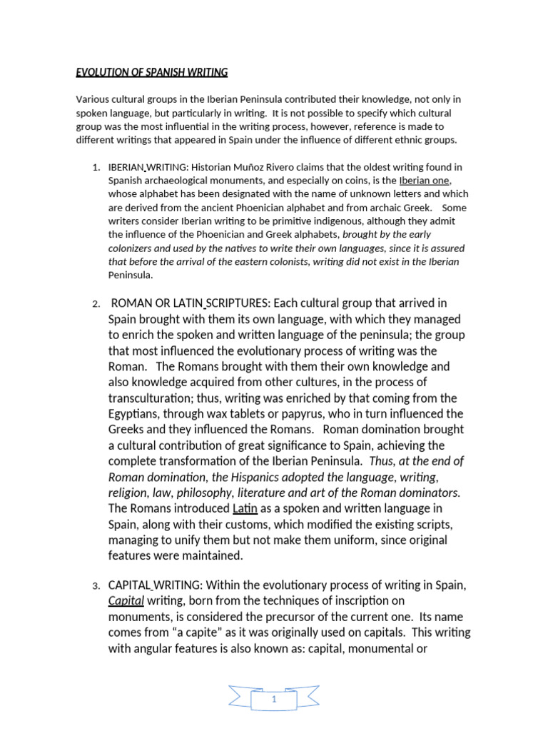 Evolution of Spanish Writing | PDF | Calligraphy | Writing
