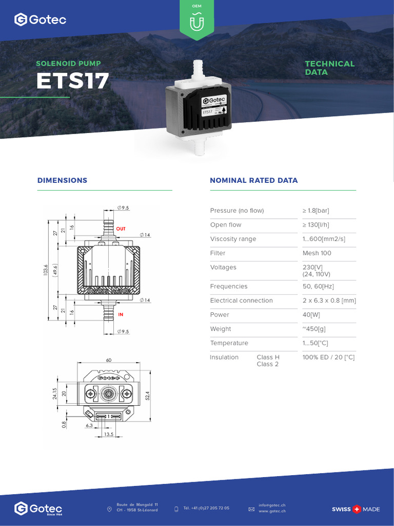 Gotec Fiche Technique ETS17 en | PDF | Mains Electricity | Pump