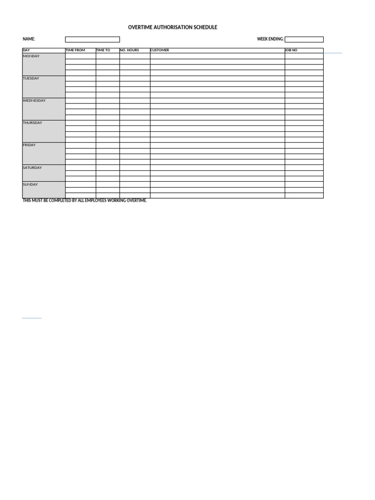 Overtime Form | PDF