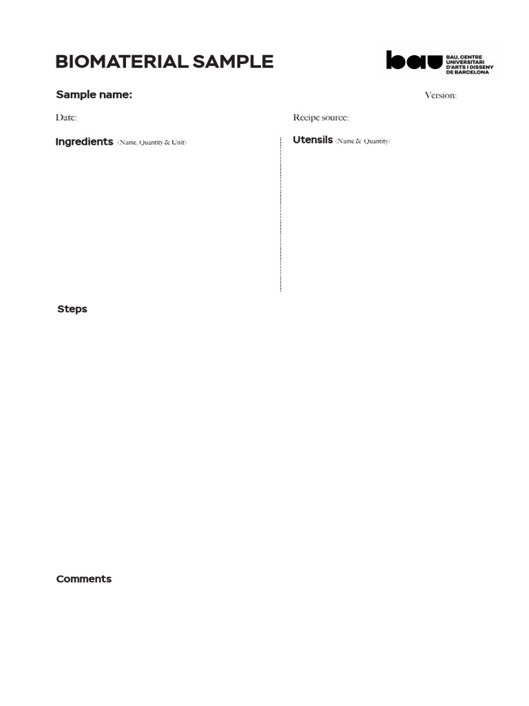 Biomaterial Documentation Sheet | PDF