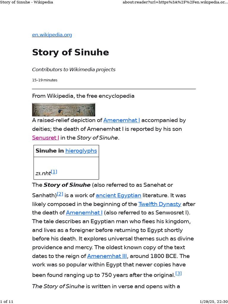 Story of Sinuhe - Wikipedia | PDF | Ancient Egypt