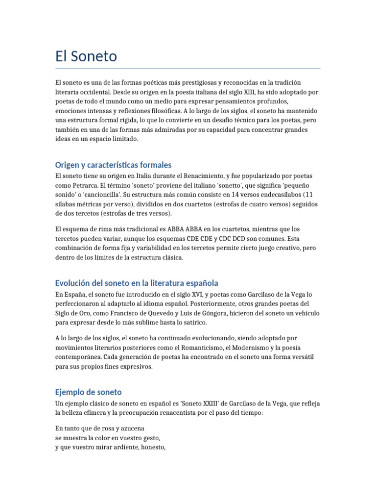 Exposicion Sobre El Soneto | PDF | Sonetos | Poesía