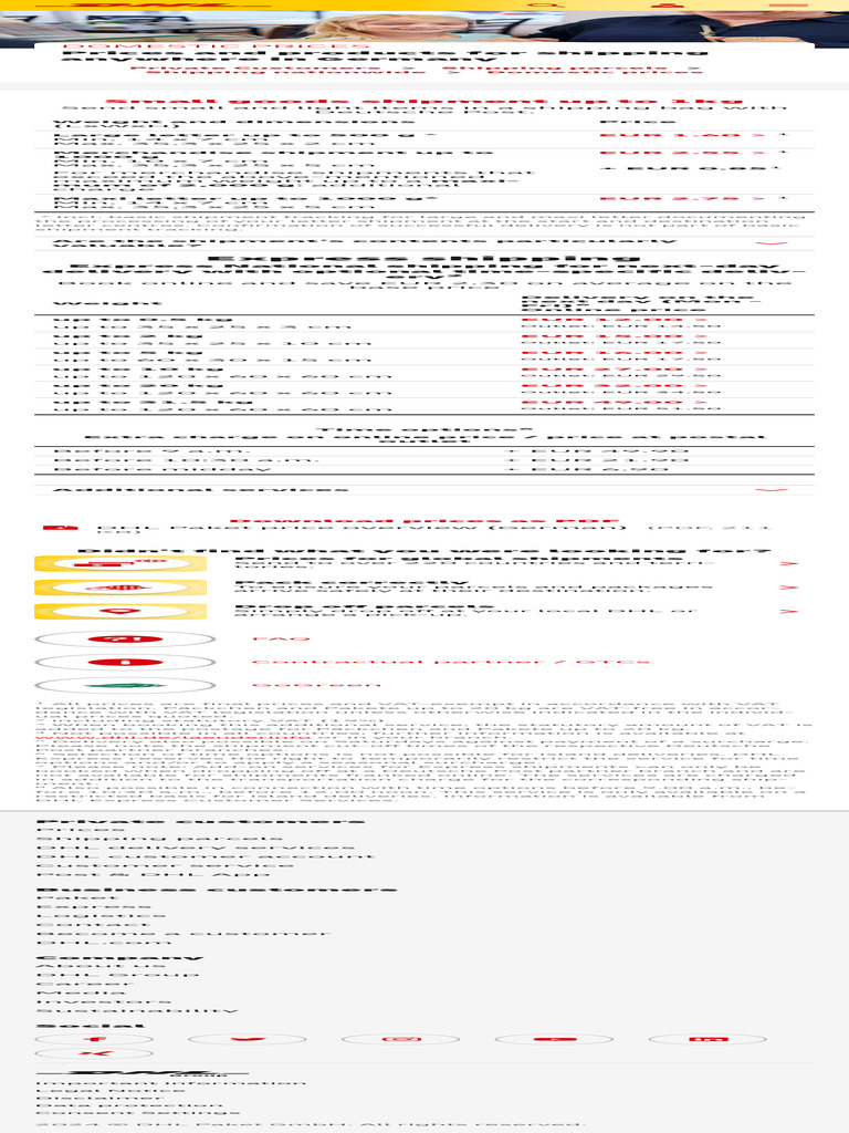 DHL Domestic Shipping Price Overview | PDF | Freight Transport