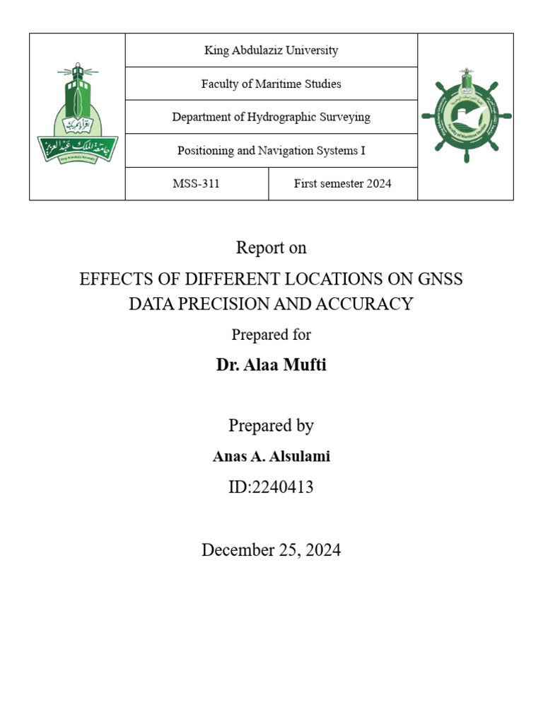 MSS-311 Report - Anas Alsulami | PDF | Geodesy | Navigation
