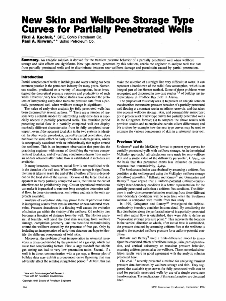 New Skin and Wellbore Storage Type Curves For Partially Penetrated ...