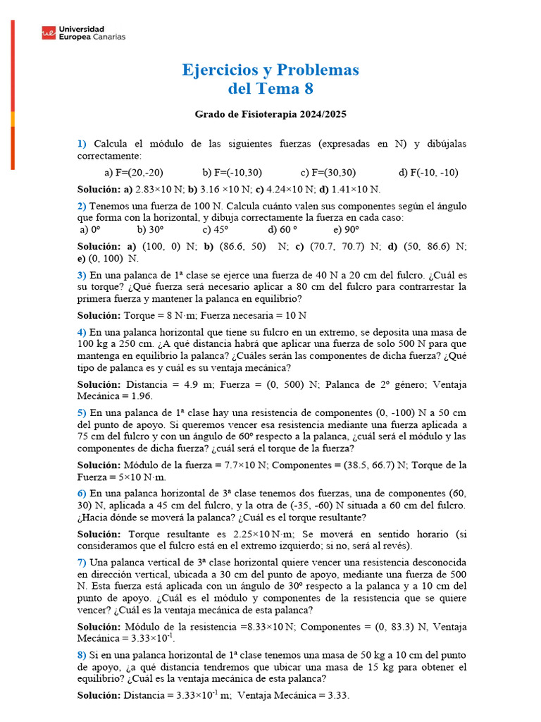 Tema_8_Ejercicios_y_Problemas_clase | PDF | Palanca | El módulo de Young