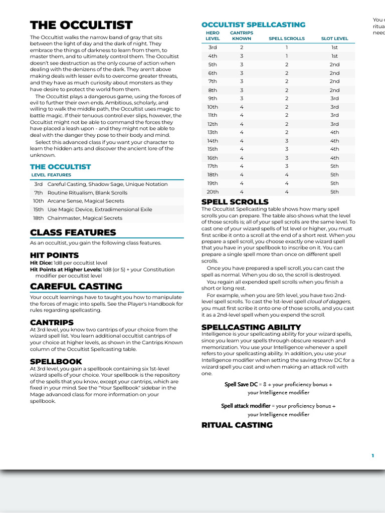 d20 Modern Conversion - Occultist and X (Draft 1) - GM Binder | PDF ...