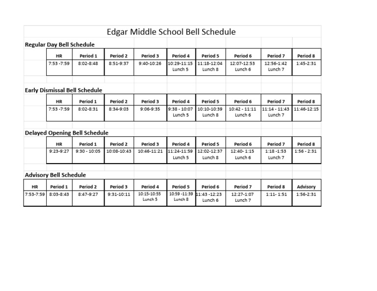 2022-23 EMS Bell Schedule | PDF