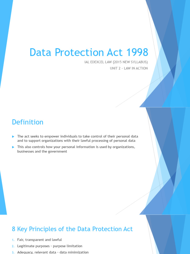 Key Principles of Data Protection Act 1998 | PDF | Crimes | Crime ...