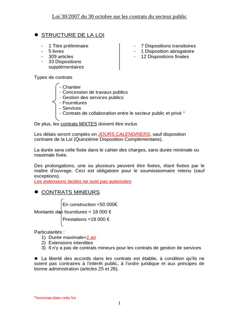 Loi 30/2007 : Contrats secteur public | PDF