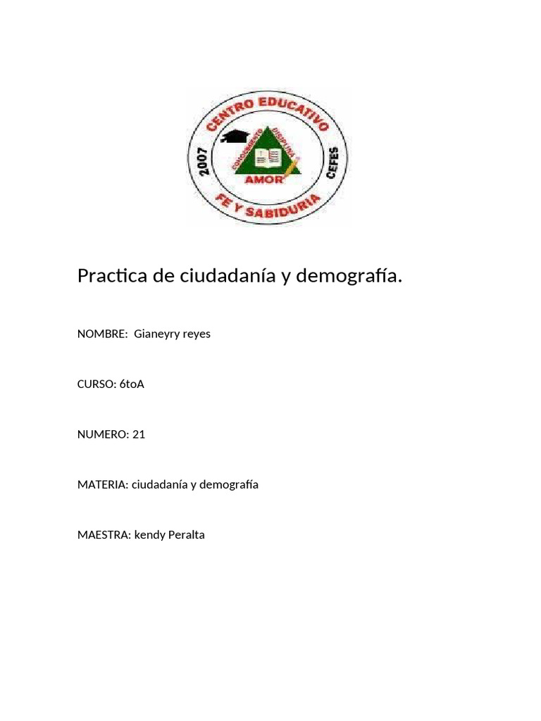 Practica de Ciudadania y Demografia 2 | PDF | Tráfico | Infraestructura ...