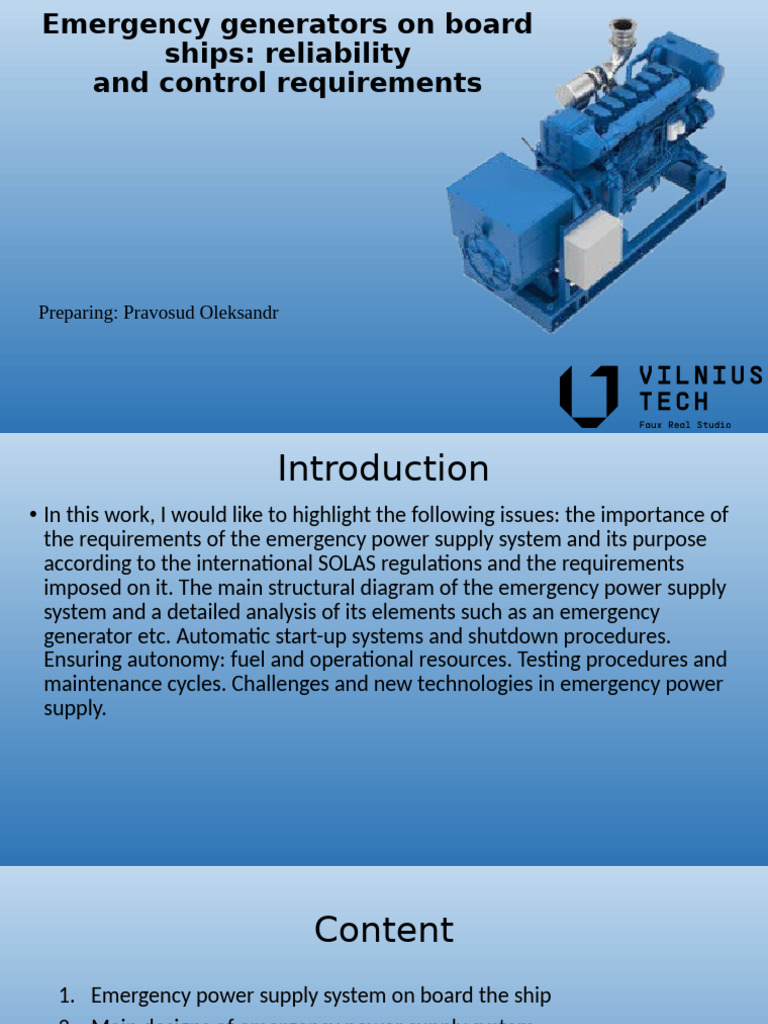 Emergency Generators On Board Ships Reliability and Control ...