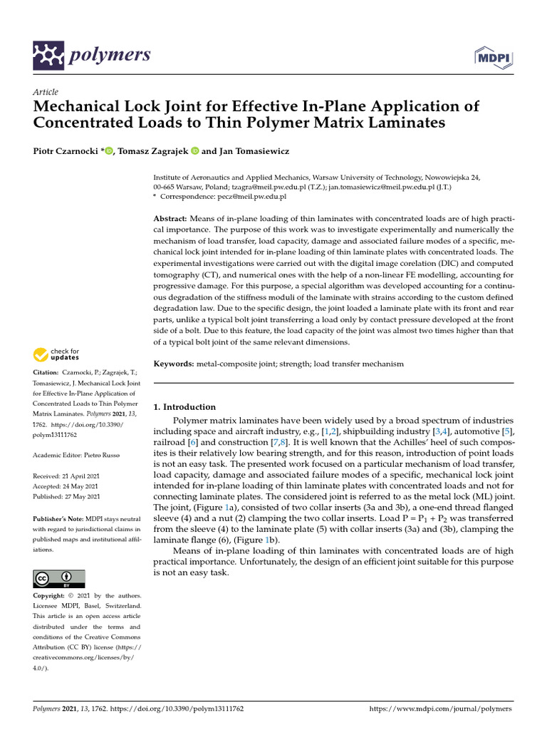 Mechanical Lock Joint For Effective In-Plane Application of | PDF ...