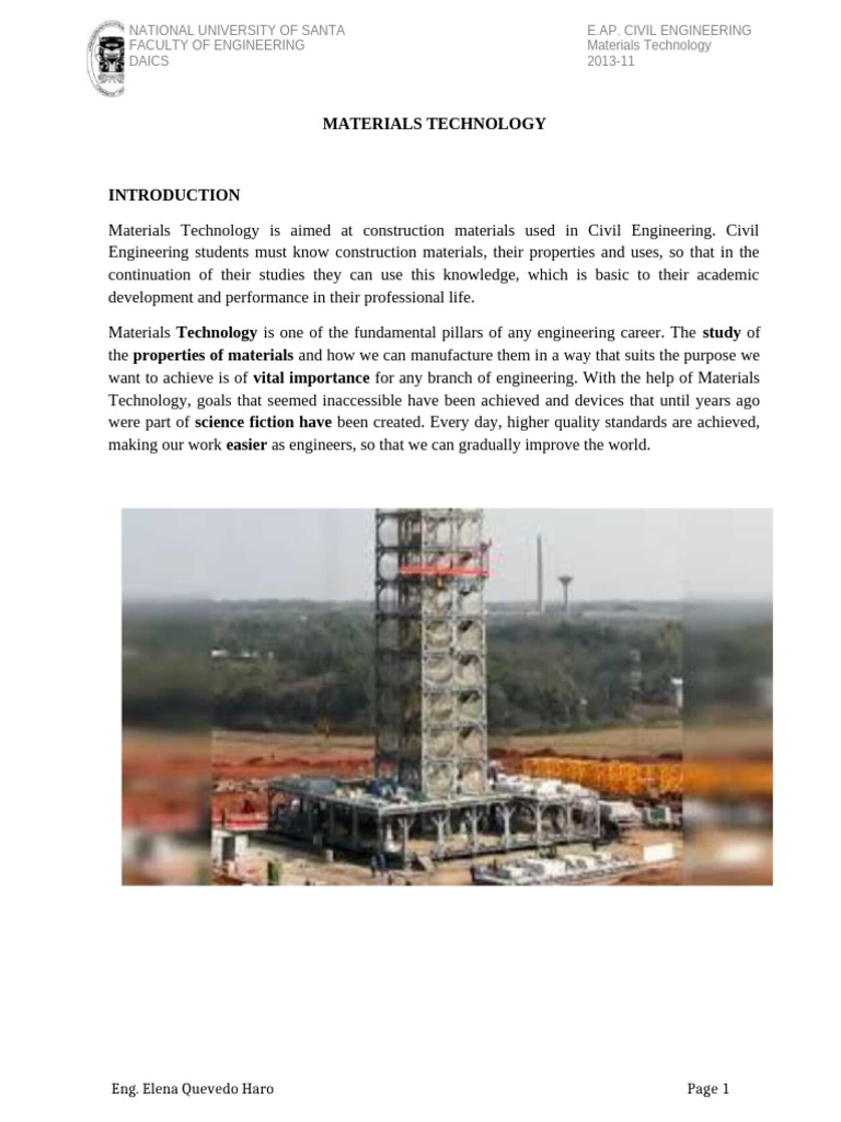 Civil Engineering Materials Technology | PDF | Deformation (Engineering ...