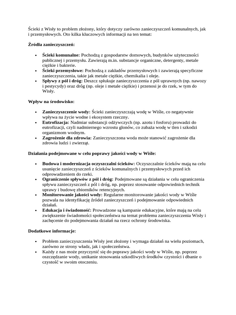 NOTATKA O Ściekach Z Wisly | PDF