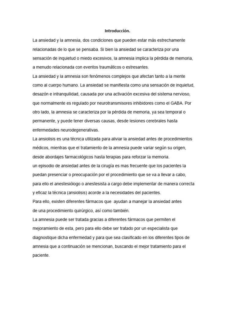 Ansiólisis y Amnesia 1.2 | PDF | Amnesia | Benzodiazepinas