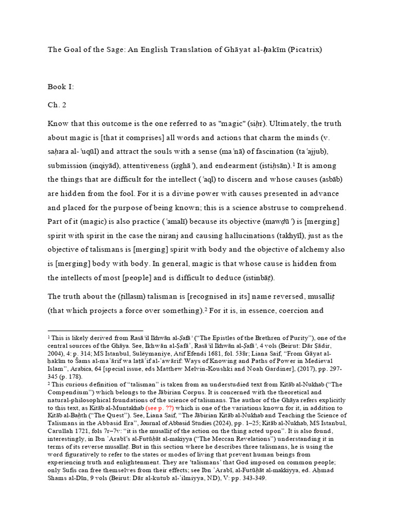 Ghayat al-Hakim Ch 2 of Book I V.3 | PDF