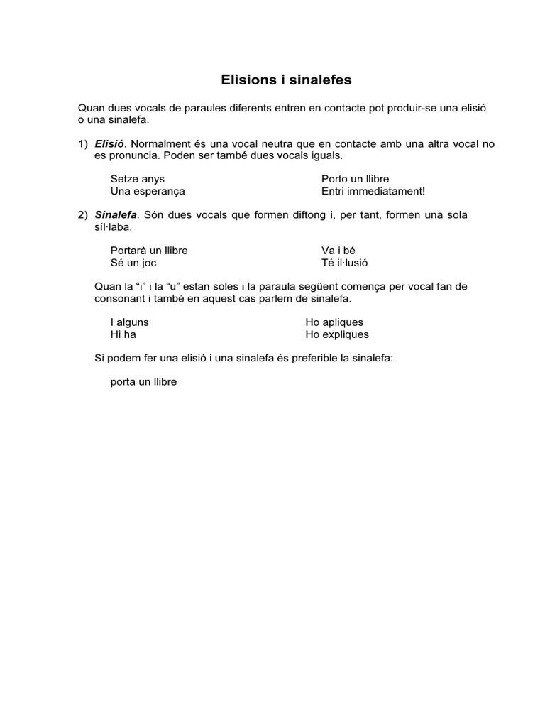 Fonetica Sintactica Elisions Sinalefes | PDF